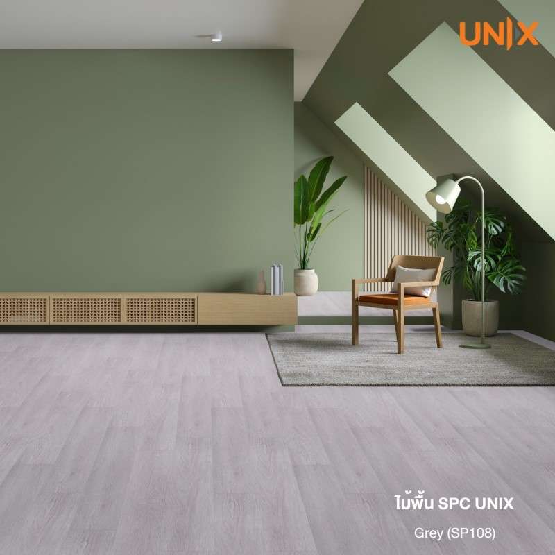 ไม้พื้น SPC UNIX 4 mm SPC Grey SP108 | แผ่นปูพื้นไวนิล SPC ลามิเนต WPC | SCG Home Online