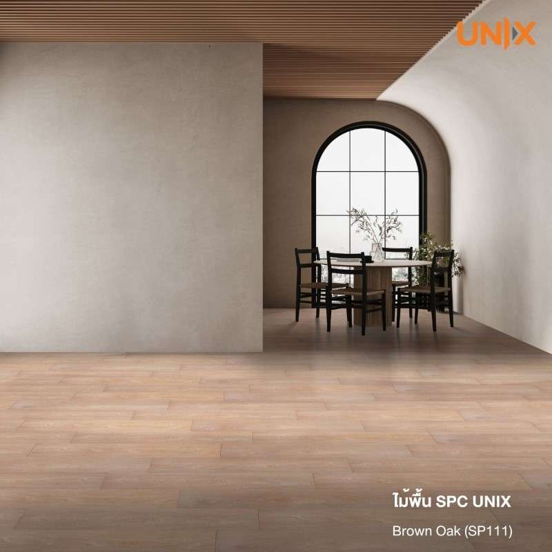 ไม้พื้น SPC UNIX 4 mm Brown Oak SP111 | แผ่นปูพื้นไวนิล SPC ลามิเนต WPC | SCG Home Online