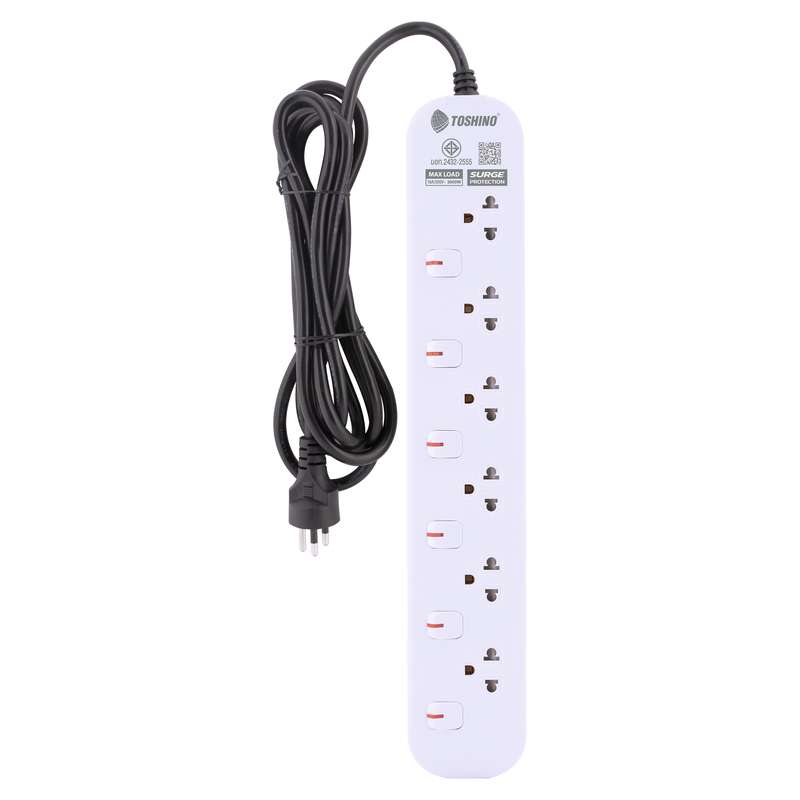 รางปลั๊ก TOSHINO รุ่น JT6-3M รางปลั๊ก 6 ช่อง 6 สวิตช์ สายยาว 3 ม. (16A/3600W)(สีขาว) | ปลั๊กและ ...